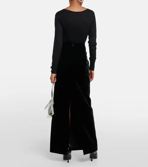 Wardrobe.NYC Velvet Maxi Skirt - Black