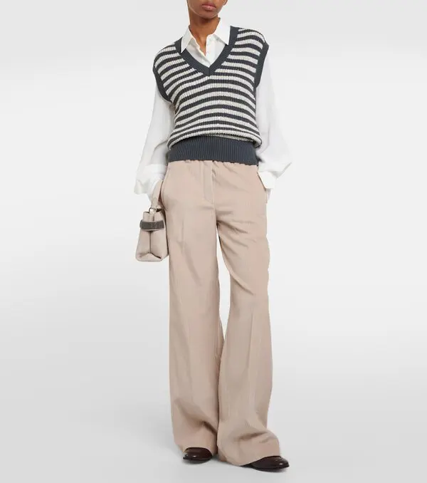 Brunello Cucinelli Cotton Corduroy Wide-leg Pants - Brown