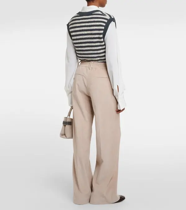 Brunello Cucinelli Cotton Corduroy Wide-leg Pants - Brown