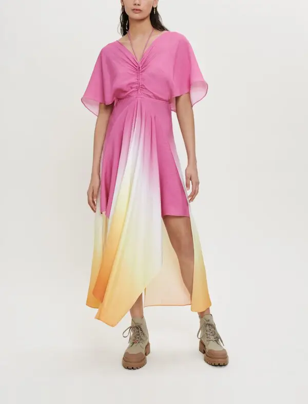 Maje Tie And Dye Scarf Dress In Pink 80% Off Editorialist