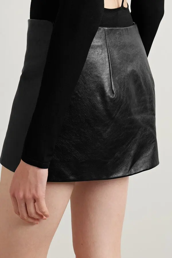 Khaite Jett Leather Mini Skirt