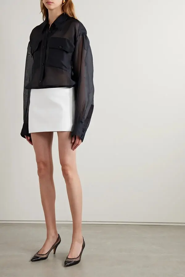 Khaite Jett Leather Mini Skirt - White