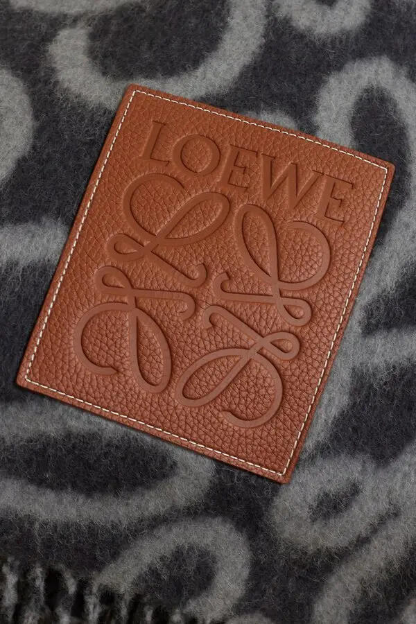 Loewe Fringed Leather-trimmed Alpaca-blend Jacquard Blanket