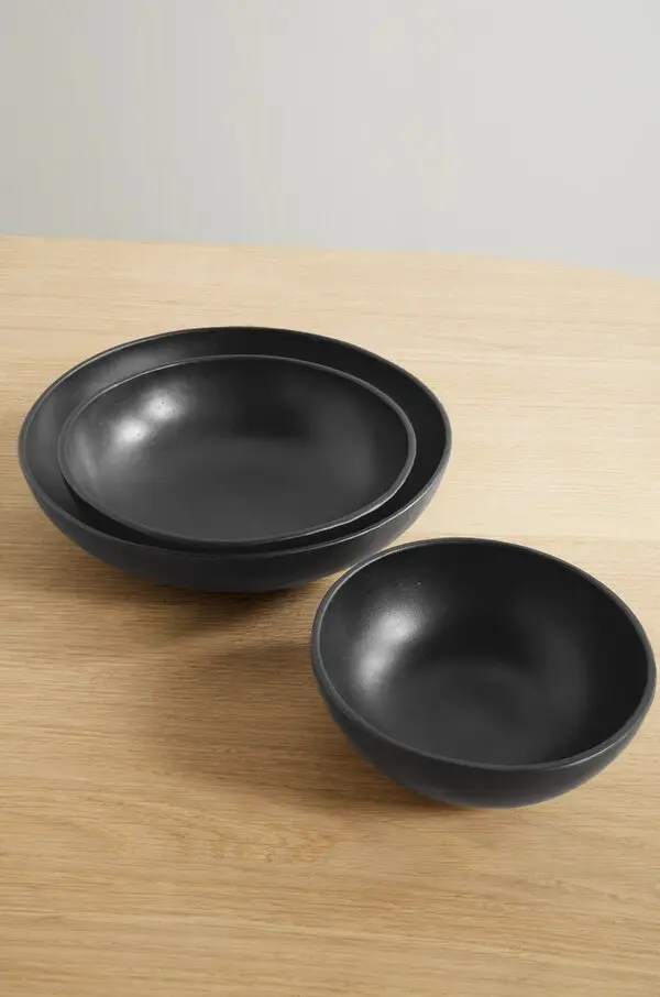 HUNTING SEASON Set Of Three Leather Bowls - Black