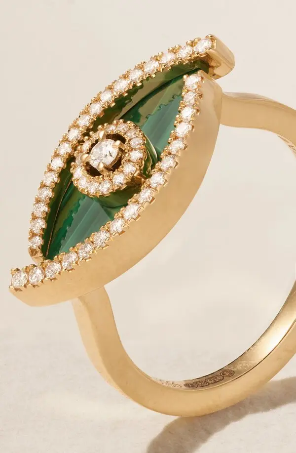 Messika 18 Karat Diamond And Malachite Ring