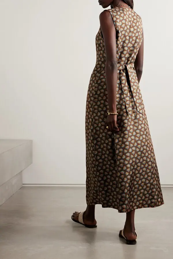 DEn Allene Belted Printed Silk-Twill Midi Dress In Multi - 30% Off |  Editorialist