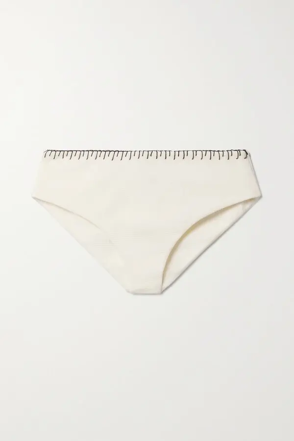 Marysia Barragan Seersucker Bikini Briefs - White