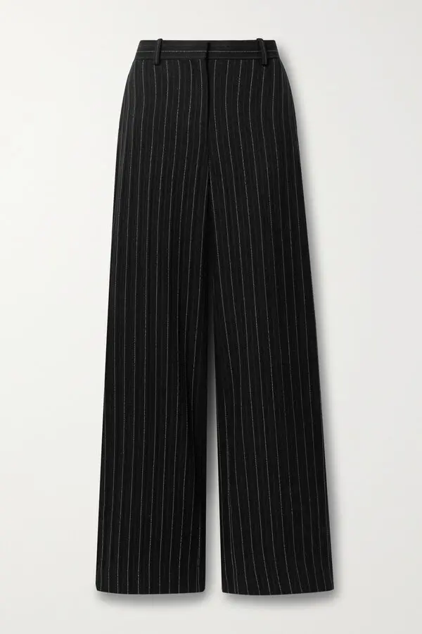 Veronica De Piante Anya Pinstriped Wool Wide-leg Pants