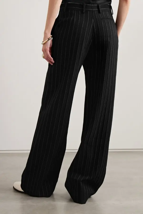 Veronica De Piante Anya Pinstriped Wool Wide-leg Pants