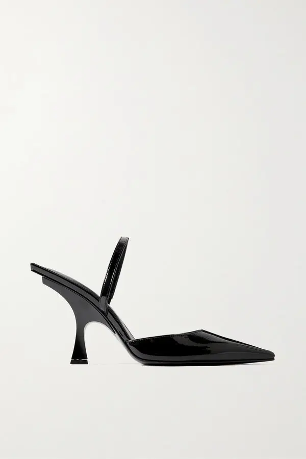 Attico Ester Patent-leather Mules - Black