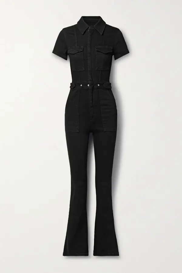 Good American Fit For Success Stretch-denim Jumpsuit - Black