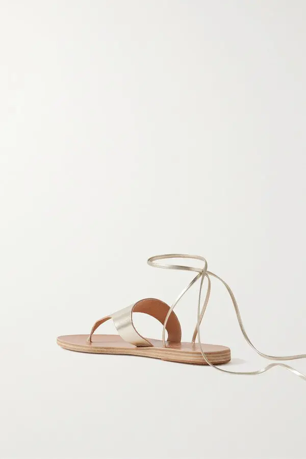 ANCIENT GREEK SANDALS Nychta Metallic Leather Sandals - Gold