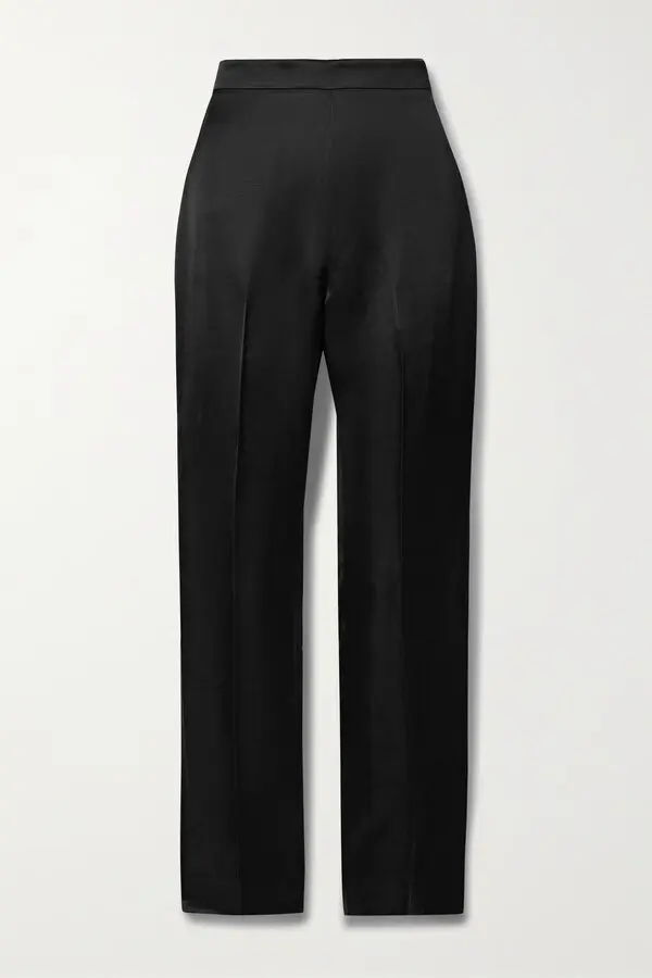 Ralph Lauren Robynn Linen-blend Satin Straight-leg Pants
