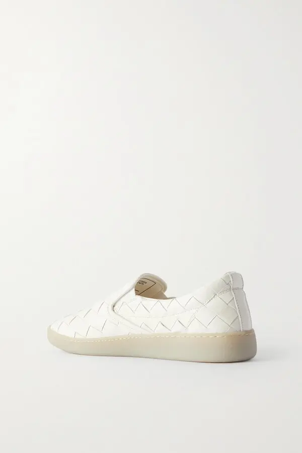 Bottega Veneta Intrecciato Leather Sneakers - White