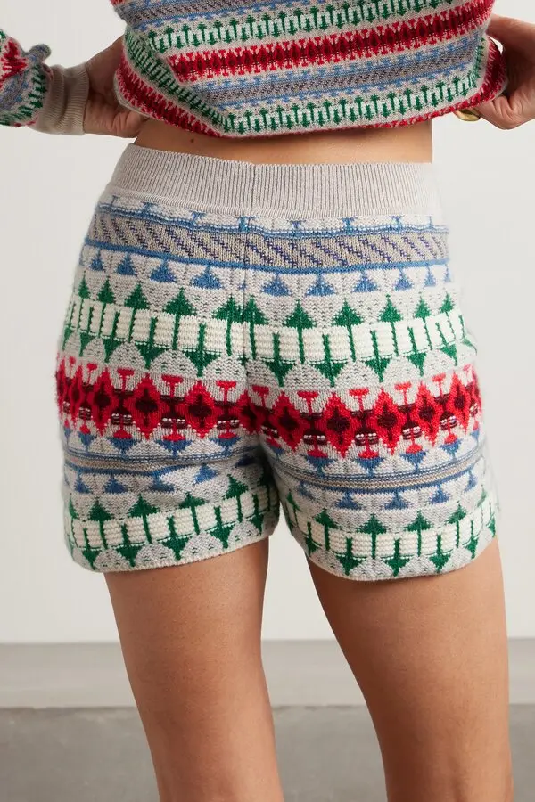 Loro Piana Holiday Noel Jacquard-knit Cashmere Shorts