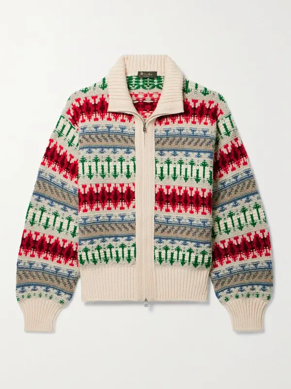 Loro Piana Holiday Noel Jacquard-knit Cashmere Cardigan - Multi