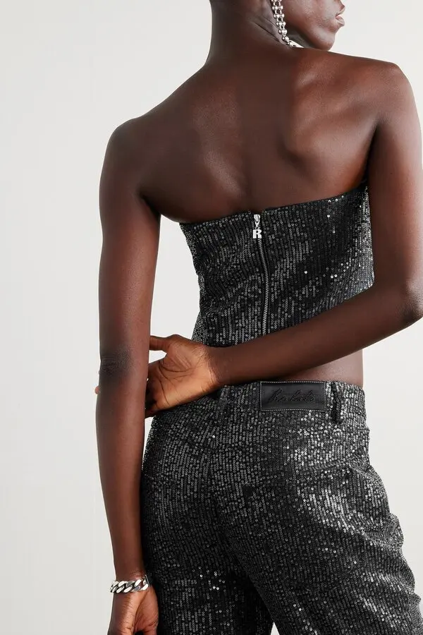 ROTATE BY BIRGER CHRISTENSEN Emili Strapless Sequined Top