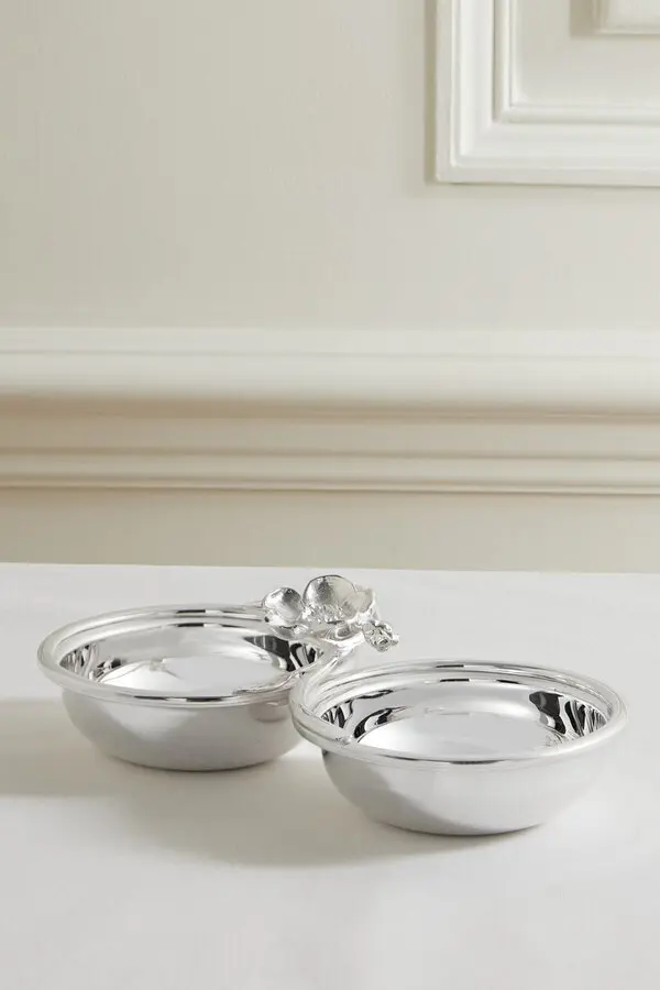 Christofle Anemone-belle Époque Set Of Two -plated Serving Dishes - Silver