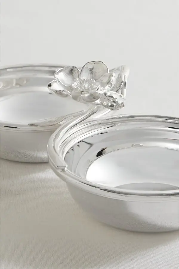 Christofle Anemone-belle Époque Set Of Two -plated Serving Dishes