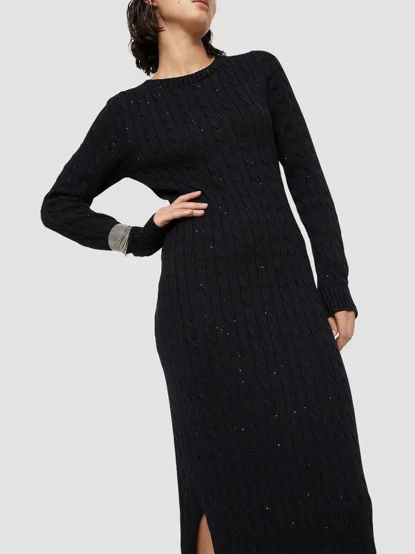 Brunello Cucinelli Cotton Dazzling Cables Knit Dress