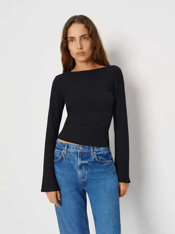 REFORMATION Miller Knit Top - Black