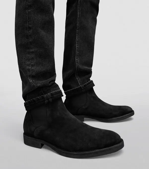 ALLSAINTS Black Suede Leather Chelsea Ankle Boot Booties display picture 3