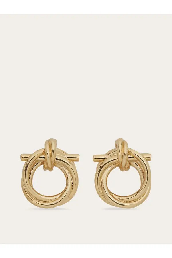 FERRAGAMO Twisted Gancini Earrings - Gold