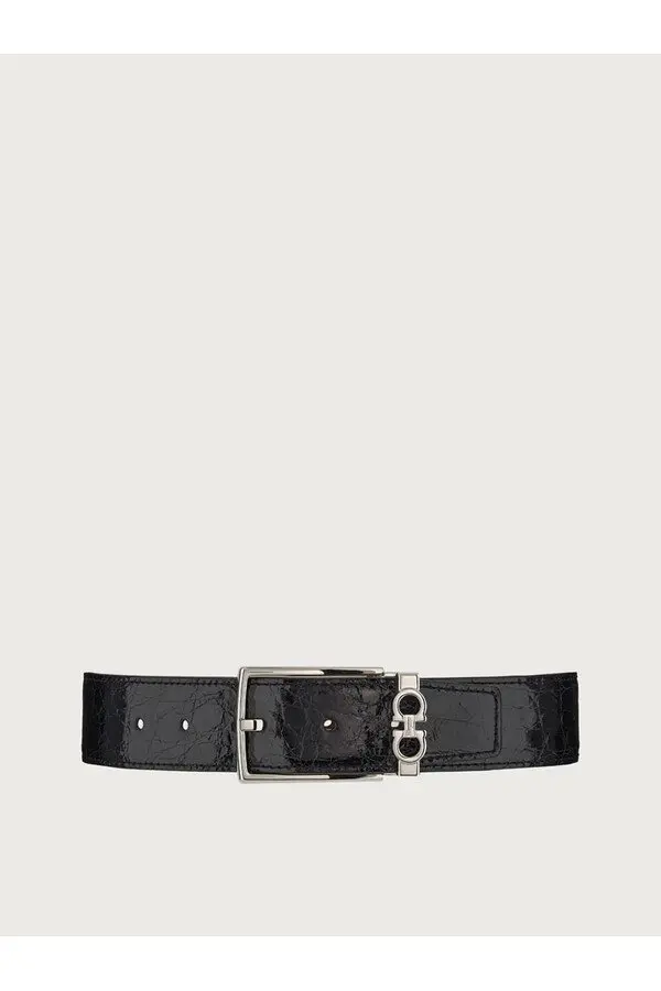 FERRAGAMO Crocodile Adjustable Belt - Black