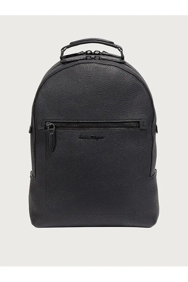 FERRAGAMO Textured Calfskin Backpack - Black