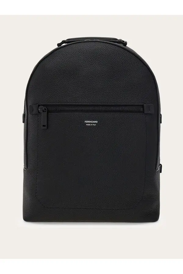 FERRAGAMO Textured Calfskin Backpack - Black