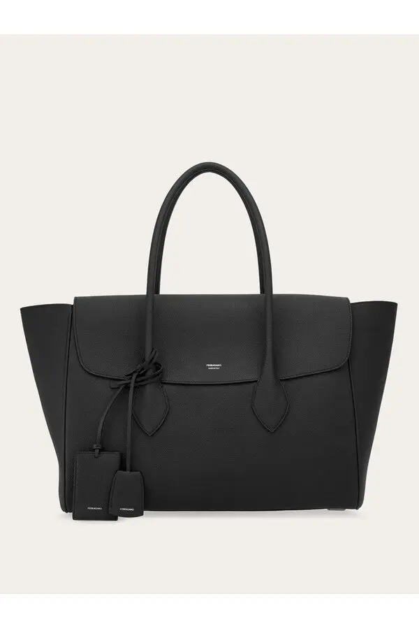 FERRAGAMO East-west Hammered Calfskin Tote