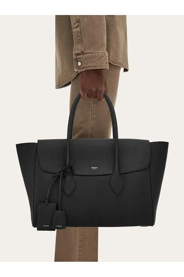 FERRAGAMO East-west Hammered Calfskin Tote