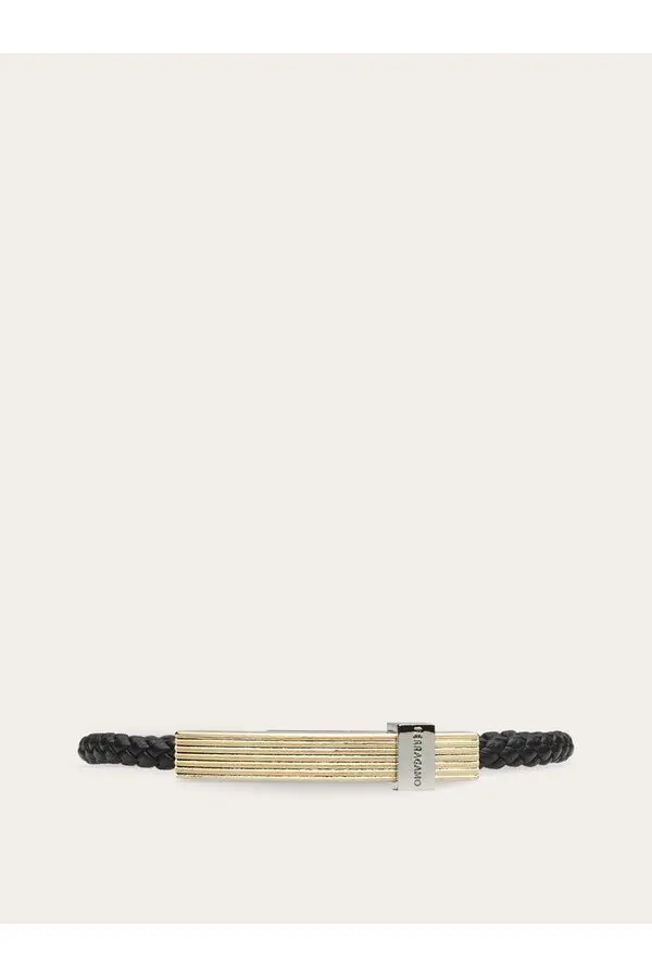 FERRAGAMO Braided Bracelet With Band - Black