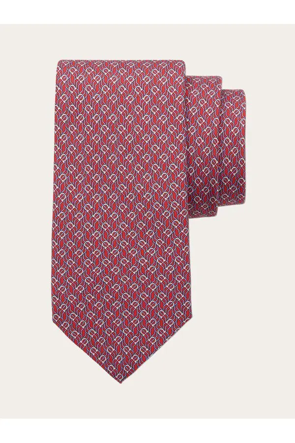 FERRAGAMO Tetris Print Silk Neck Tie - Red