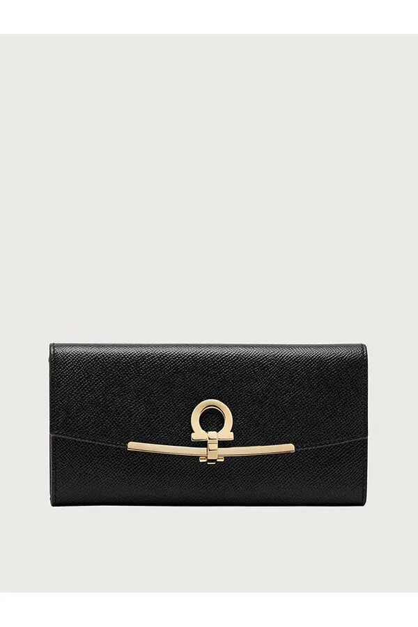 FERRAGAMO Gancini Continental Wallet - Black