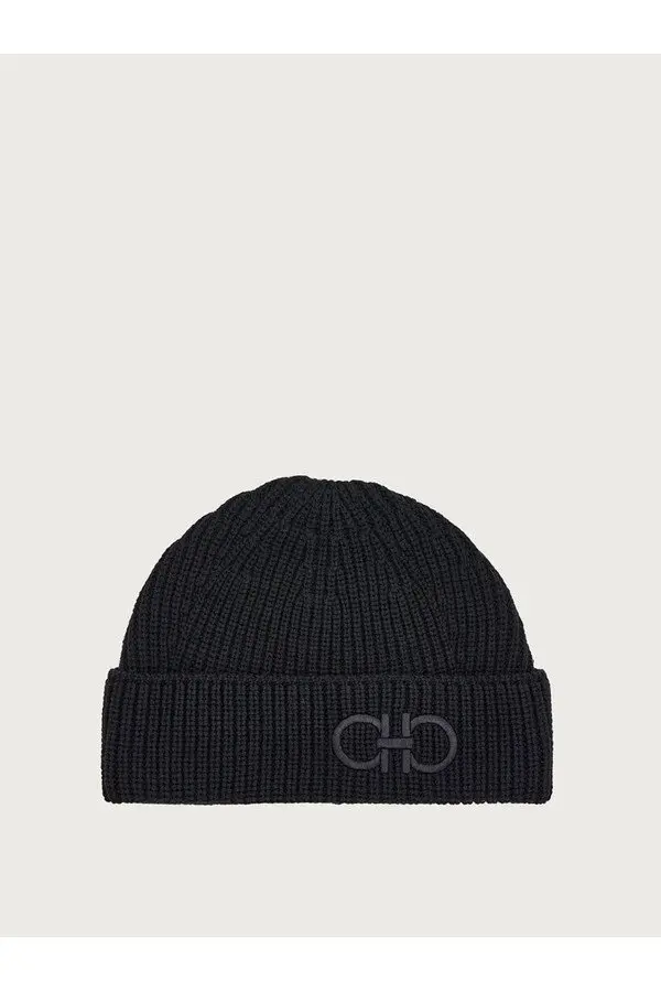 FERRAGAMO Wool Beanie - Black