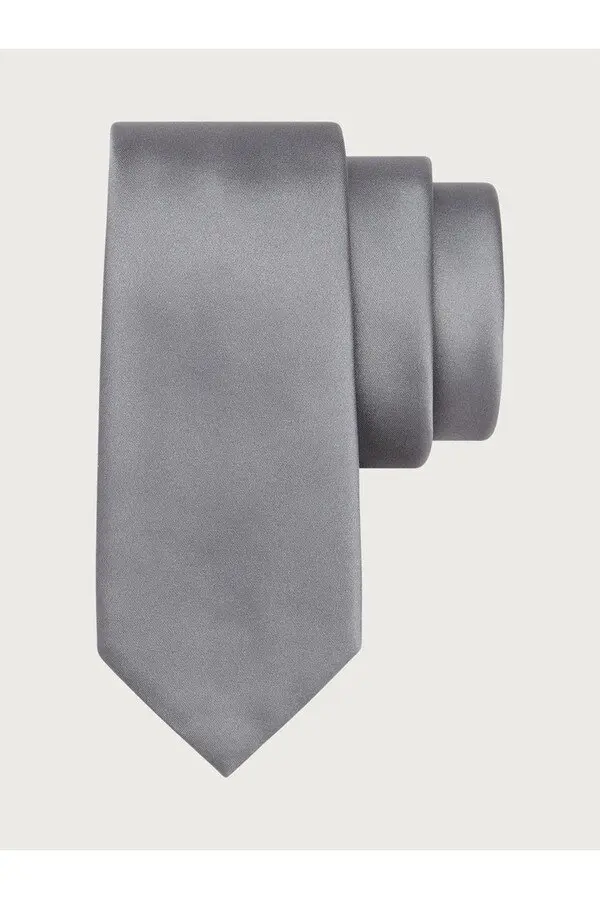 FERRAGAMO Silk Neck Tie - Grey