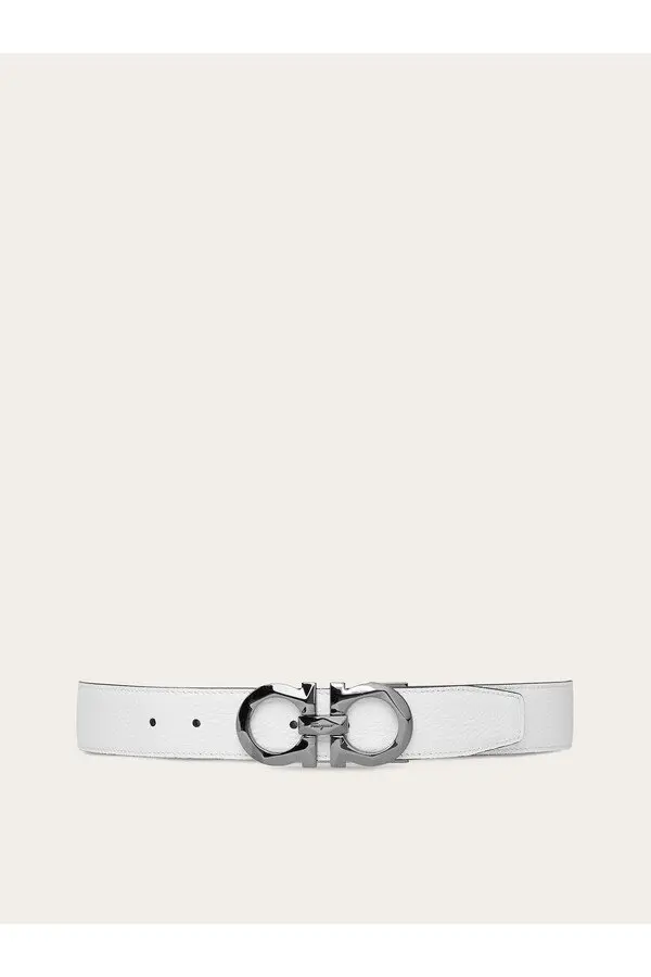 Ferragamo Reversible And Adjustable Gancini Belt - White  display picture 2