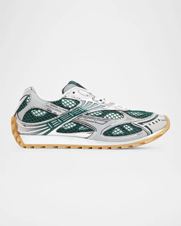 Bottega Veneta Orbit Metallic Net Runner Sneakers - Green