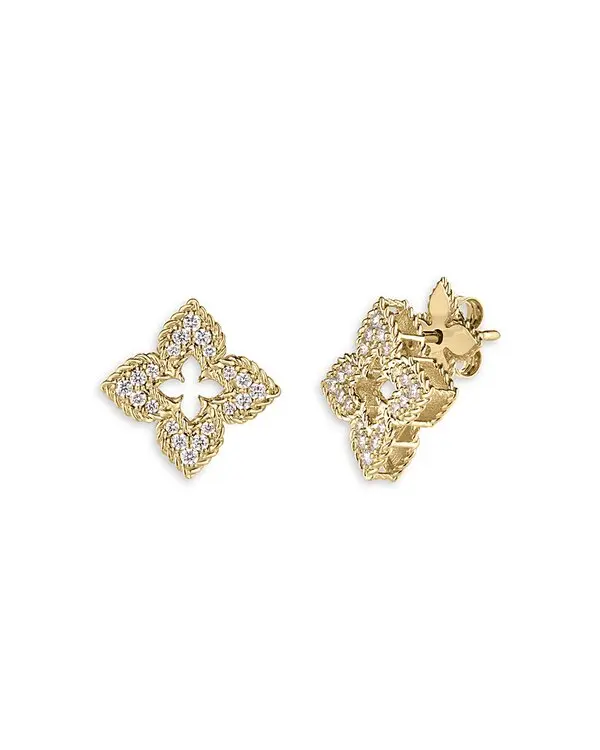Roberto Coin 18k Yellow Venetian Princess Diamond Earrings - Gold