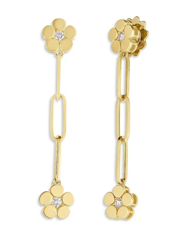 Roberto Coin 18k Yellow Diamond Daisy Chain Drop Earrings - Gold