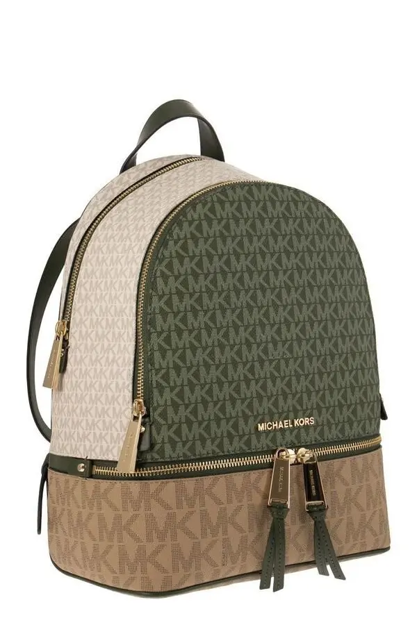 Michael Kors Brown and Green Logo Backpack Michael Kors Slater Medium Printed Signature Logo Backpack  main image 4