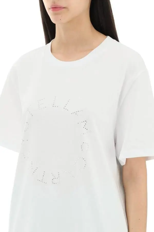 Stella Mccartney Rhinestone Logo T-Shirt In White - 34% Off