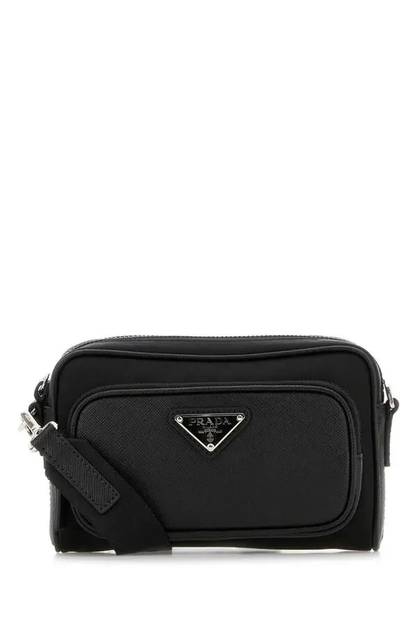 Prada Re-nylon And Leather Crossbody Bag - Black