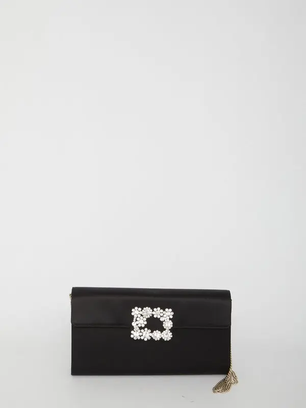 ROGER VIVIER Flower Buckle Pouch - Black