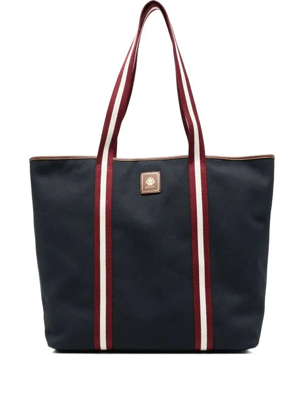 Bally Striped Panel Detail Bag - Midnight/cuero