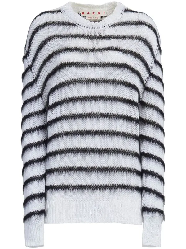 Marni Striped Open-knit Jumper - White