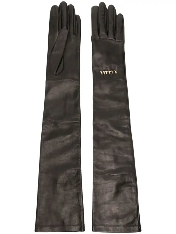 LANVIN Melodie Elbow-length Leather Gloves - Black