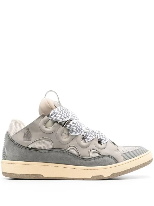 LANVIN Curb Leather Sneakers - Grey