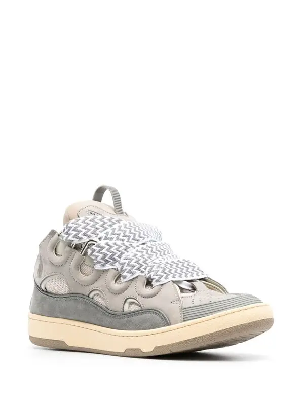LANVIN Curb Leather Sneakers - Grey